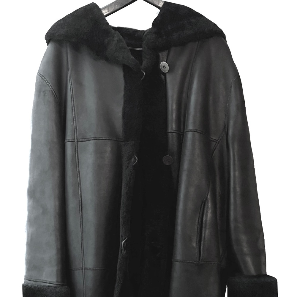 Italian Leather Shearling Coat - Gem